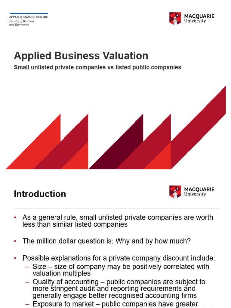 Valuing Private vs. Public Companies | PDF | Business Valuation ...