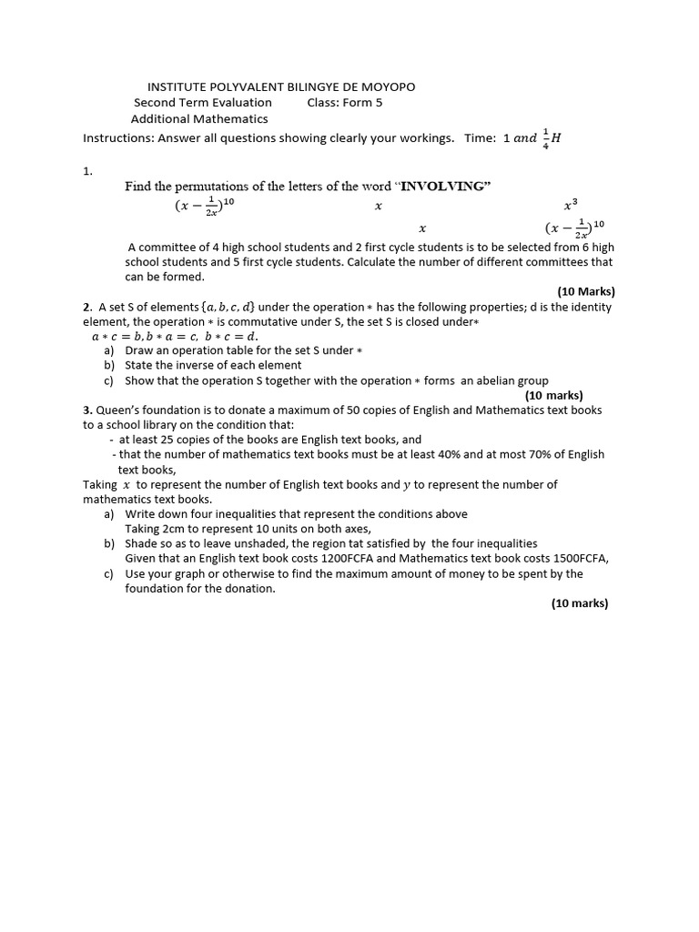 Additional Mathematics Moyopo | PDF