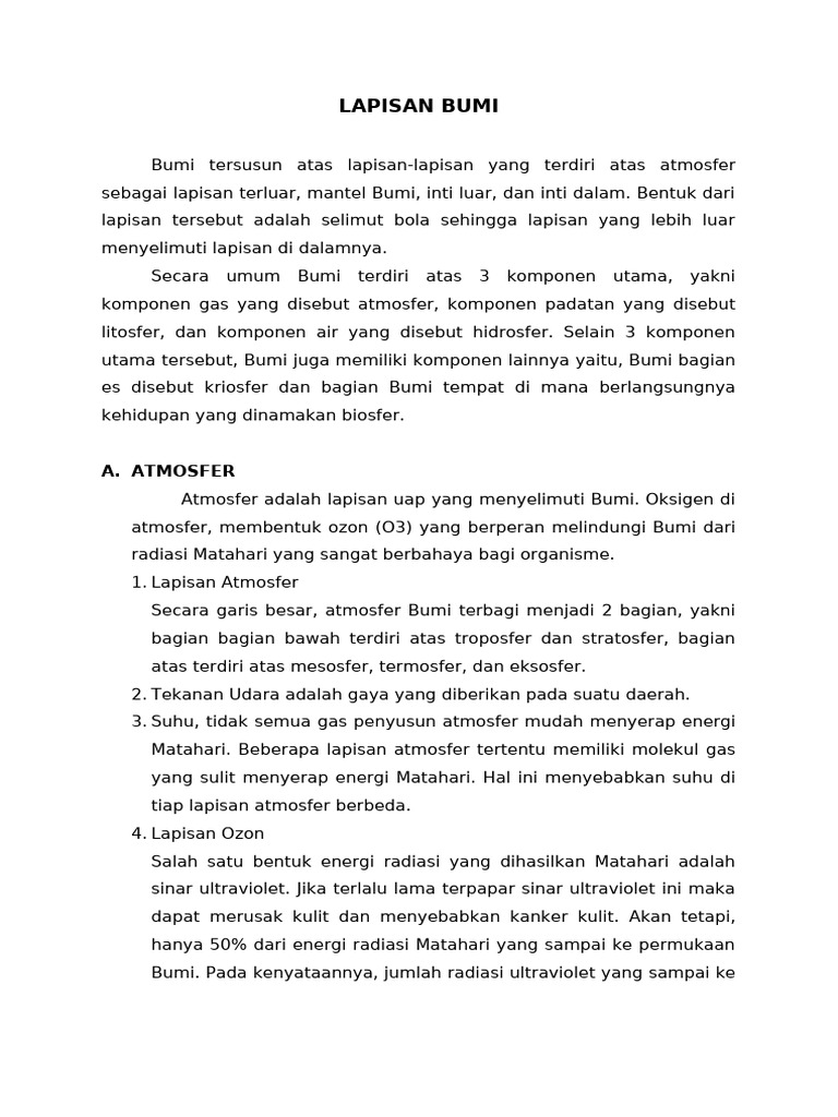 Struktur dan Komponen Lapisan Bumi | PDF
