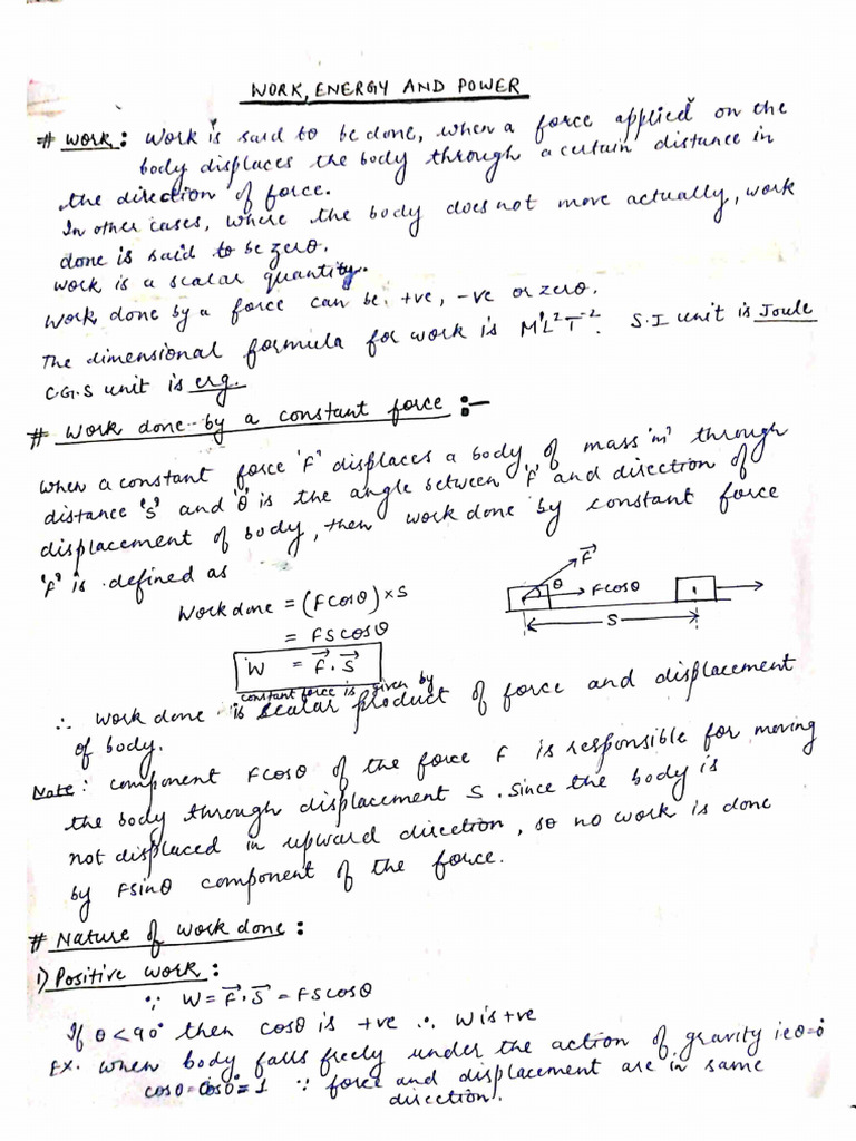 11th Unit 4 Work Energy | PDF