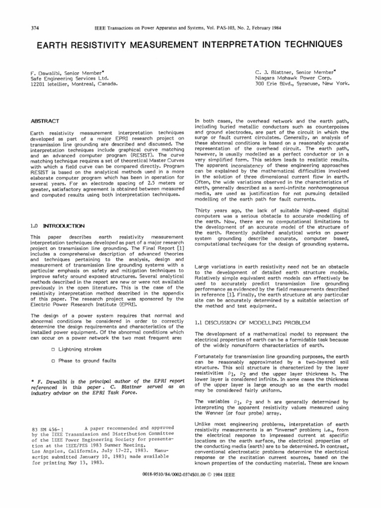 Earth Resistivity Measurement Interpretation Techniques | PDF ...