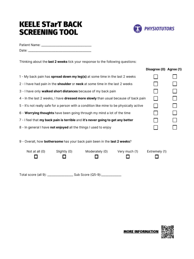 STarT Back Screening Tool | PDF