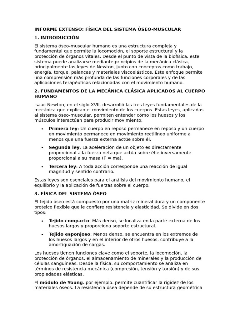 INFORME EXTENSO Biofisica Sistema Oseo | PDF | Músculo | Hueso