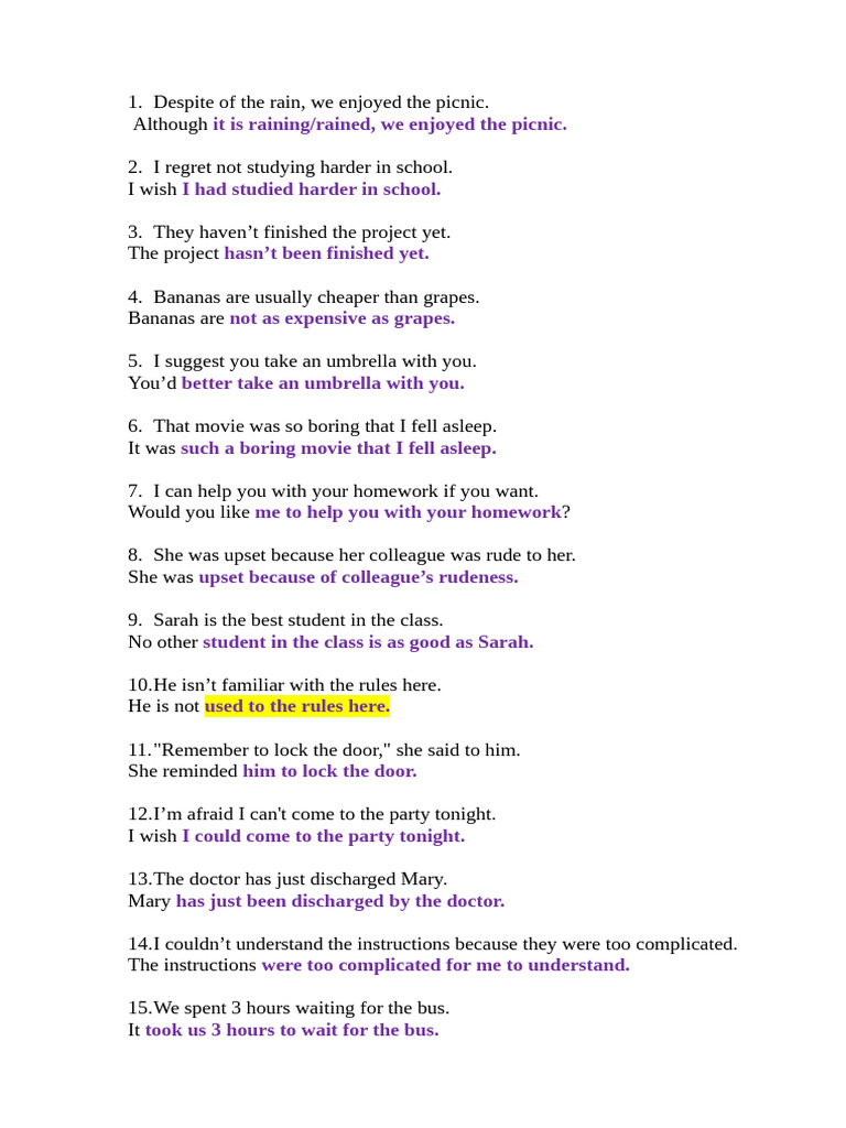 Writing Part 1 - With Key | PDF