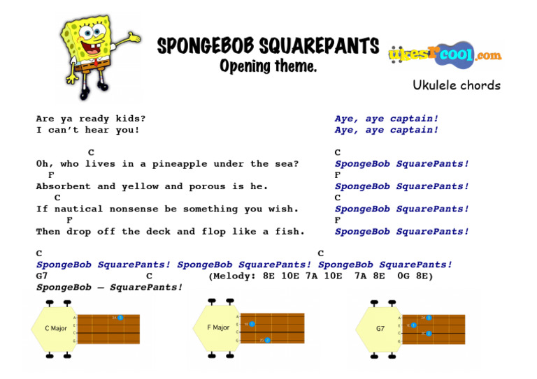 Spongebob Theme Song Ukulele Chords | PDF