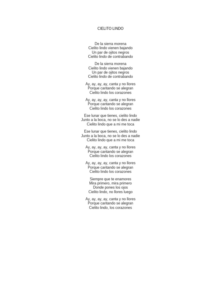 Cielito Lindo: Letra y Significado | PDF