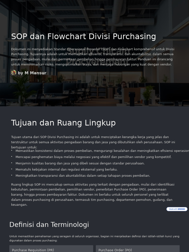 SOP Dan Flowchart Divisi Purchasing | PDF