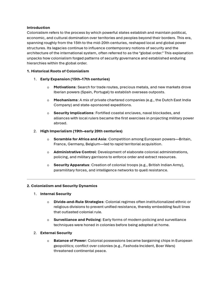 Colonialism's Impact on Global Security | PDF | Colonialism | Imperialism