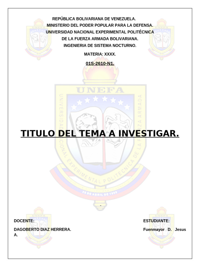 Portada UNEFA para Documentos Académicos | PDF