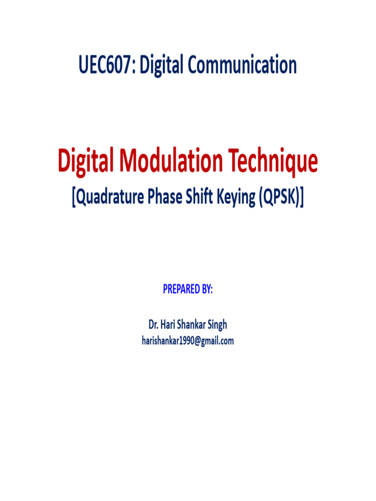 Lecture_Digital Modulation Technique-QPSK | PDF