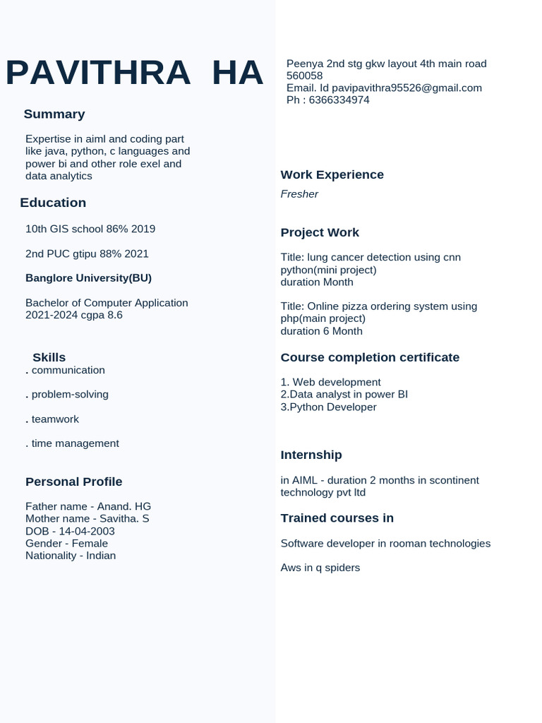 Pavi Resume | PDF