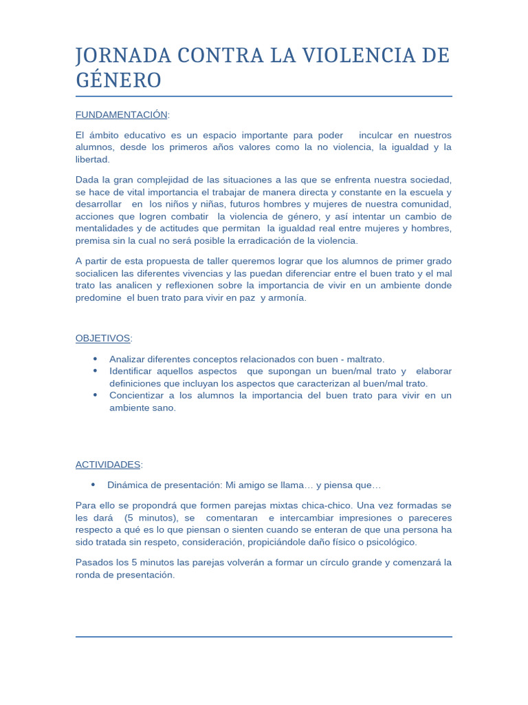 Proyecto Contra La Volencia de Genero | PDF | Violencia | Abuso infantil