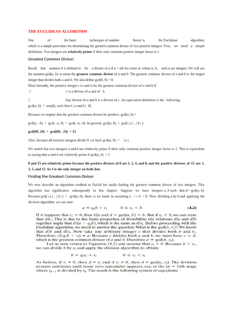 IS Unit 2 Euclid Algorithm Notes | PDF | Number Theory | Abstract Algebra