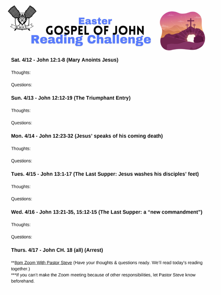 1 - EasterJohn Reading Challenge | PDF