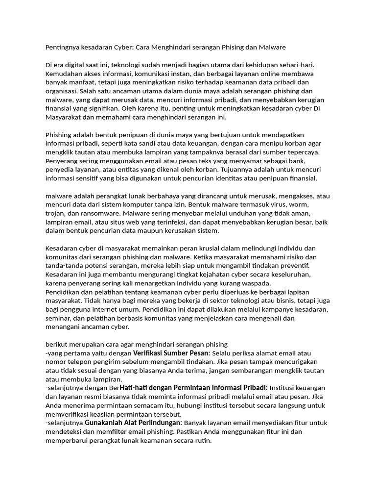 Pentingnya Kesadaran Cyber Dani | PDF