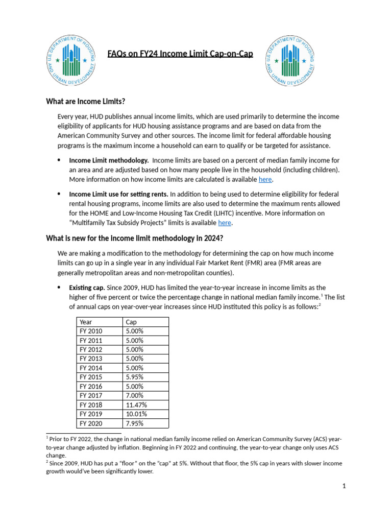 FAQS On FY 2024 Income Limits | PDF | Cost Of Living | Affordable Housing