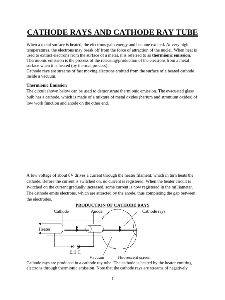 Cathode Ray Tube Overview and Uses | PDF | Cathode | Vacuum Tube