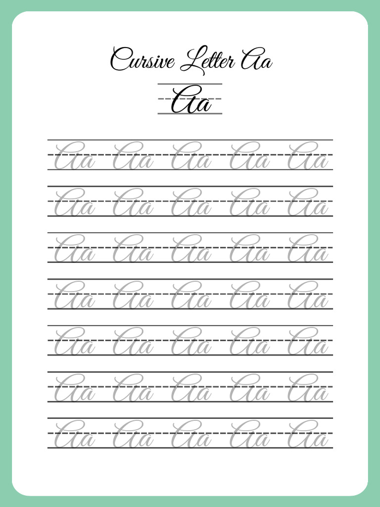 Cursive Practice: Letter A Sheets | PDF