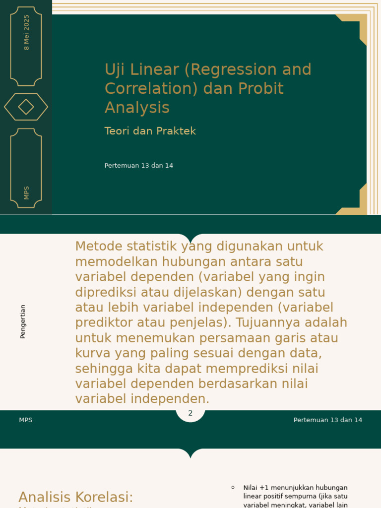 Pertemuan 13 Dan 14 - Uji Linear Dan Probit Analysis | PDF