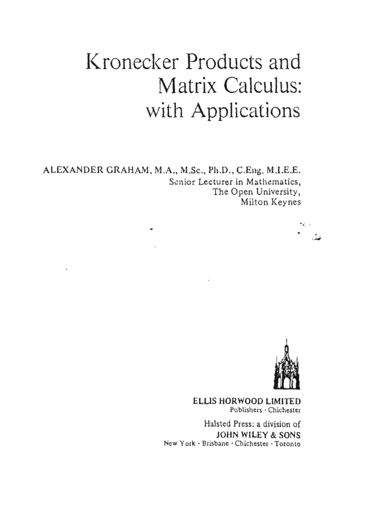 Alexander Graham - Kronecker Products and Matrix Calculus With Applications | Linear Algebra ...