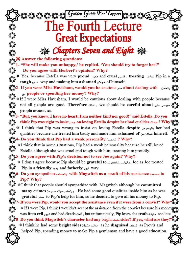 02 Fourth Lecture - Great Expectations | PDF | Estella (Great Expectations) | Great Expectations