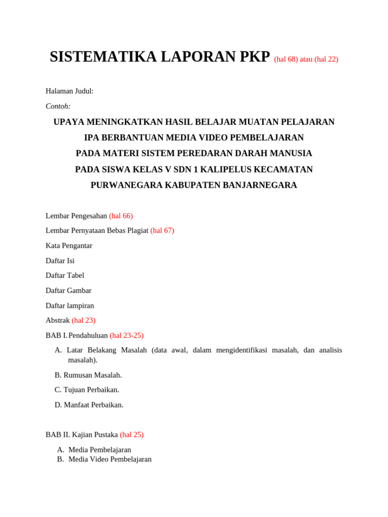 Sistematika Lap PKP | PDF