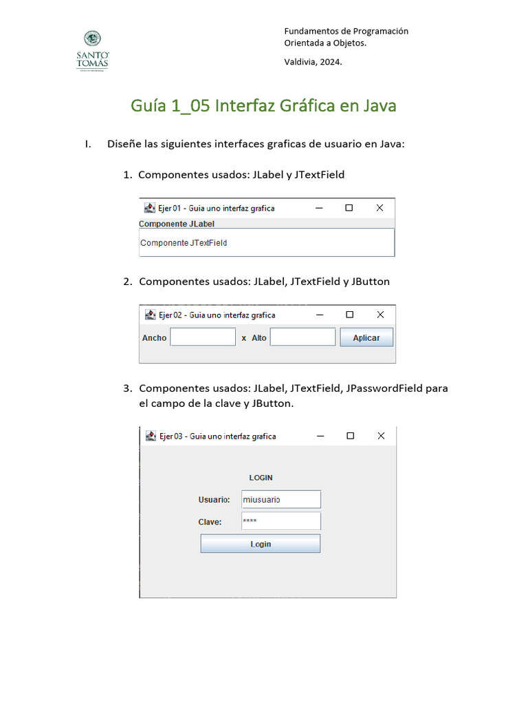 Guia 1 - 05 - Interfaz Gráfica en Java | PDF