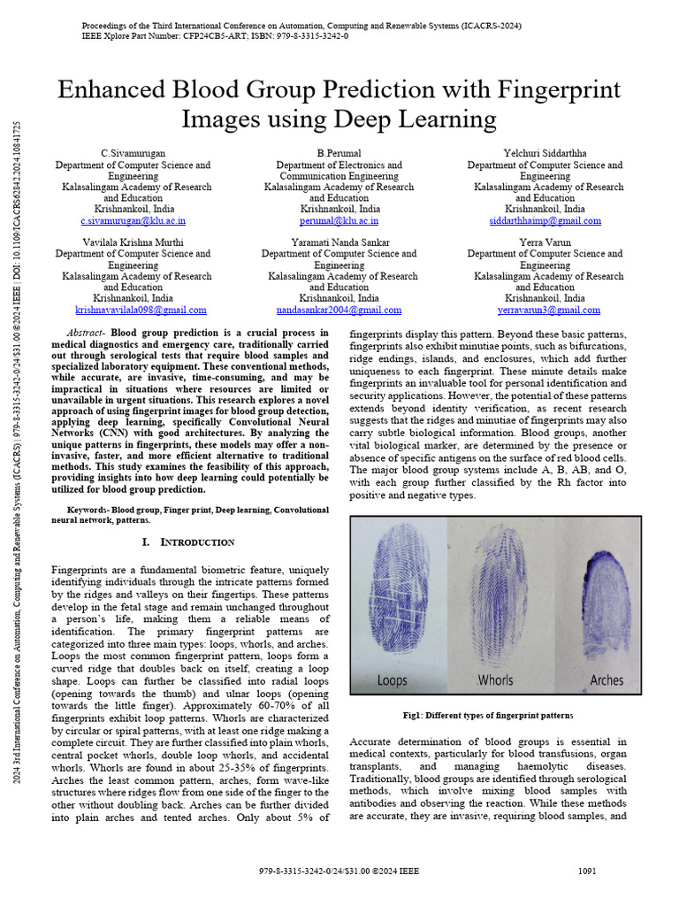 Enhanced Blood Group Prediction With Fingerprint Images Using Deep ...