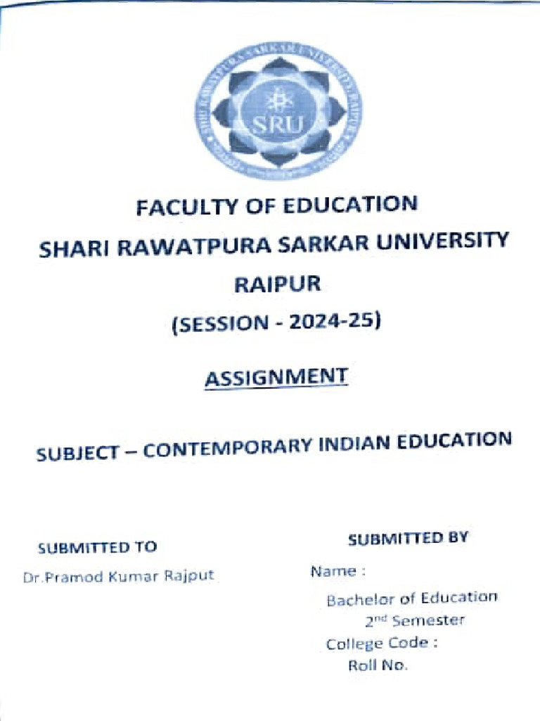 Assignment Front Page | PDF