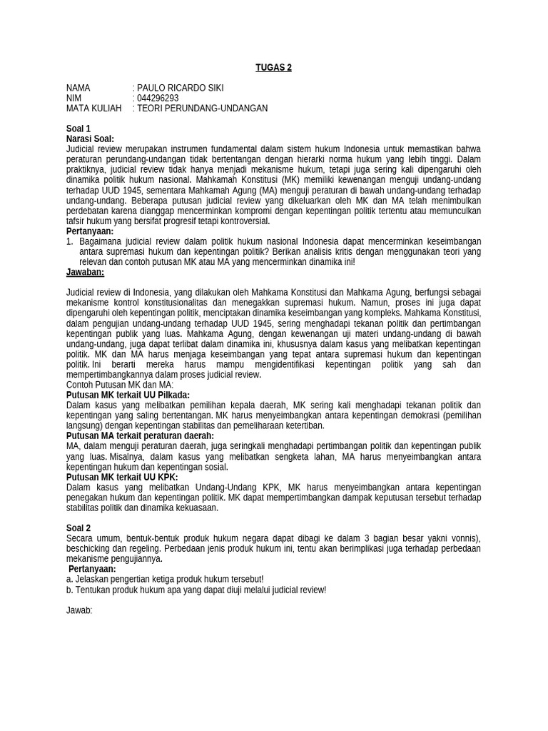 Tugas 2 Teori Perundang-Undangan | PDF