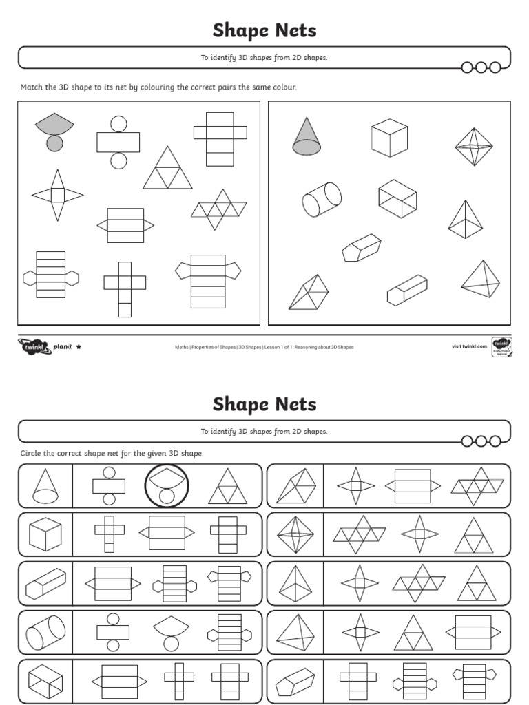 Shape Nets Activity Sheet | PDF | Shape | Tetrahedron