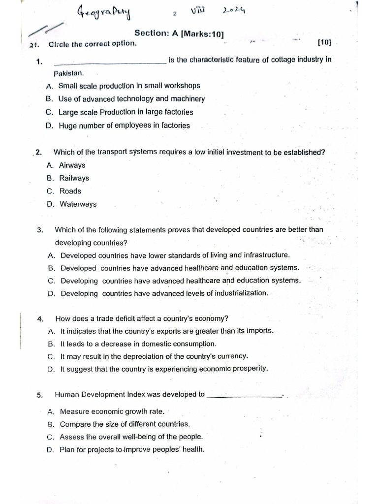 Geography EOY 2024 | PDF