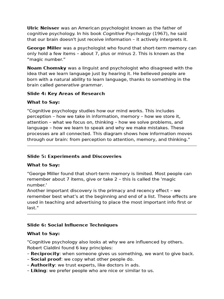 Ulric Neisser Was An American Psychologist Known As The Father of | PDF ...