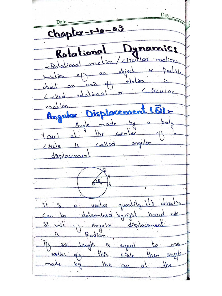 Mechanics CH Rotational Dynamics Notes | PDF