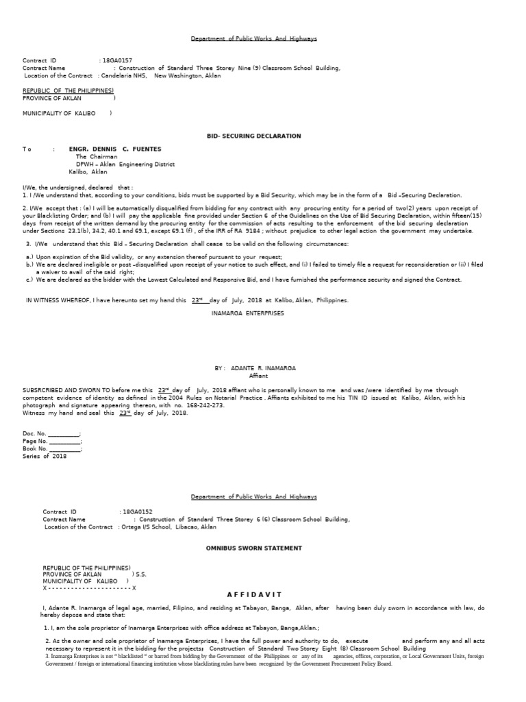 DPWH - Bidding Documents | PDF | Employment | Occupational Safety And ...