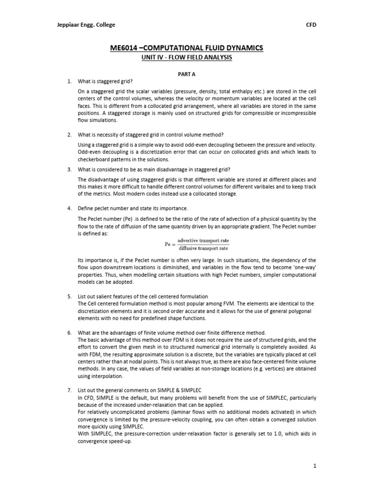 CFD Unit4 QB | PDF | Computational Fluid Dynamics | Fluid Dynamics