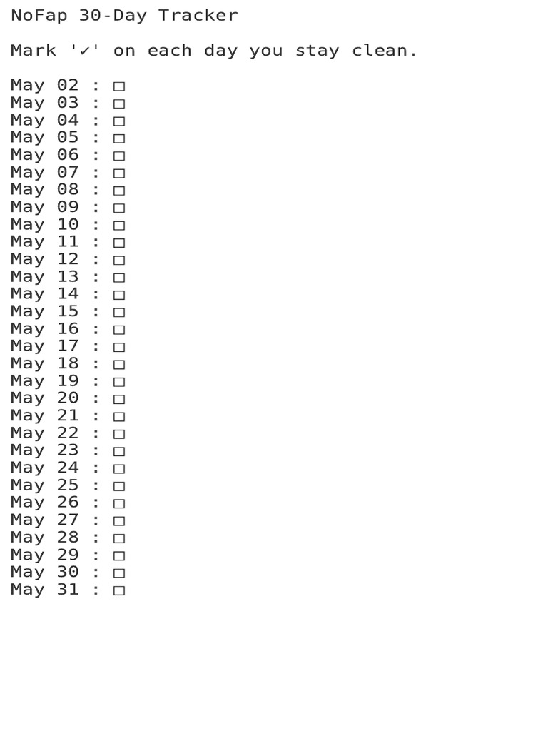 NoFap 30day Tracker | PDF