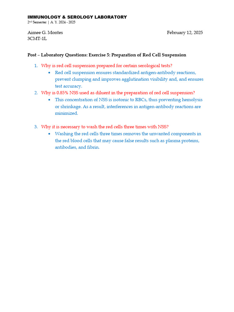Red Cell Suspension Preparation Guide | PDF