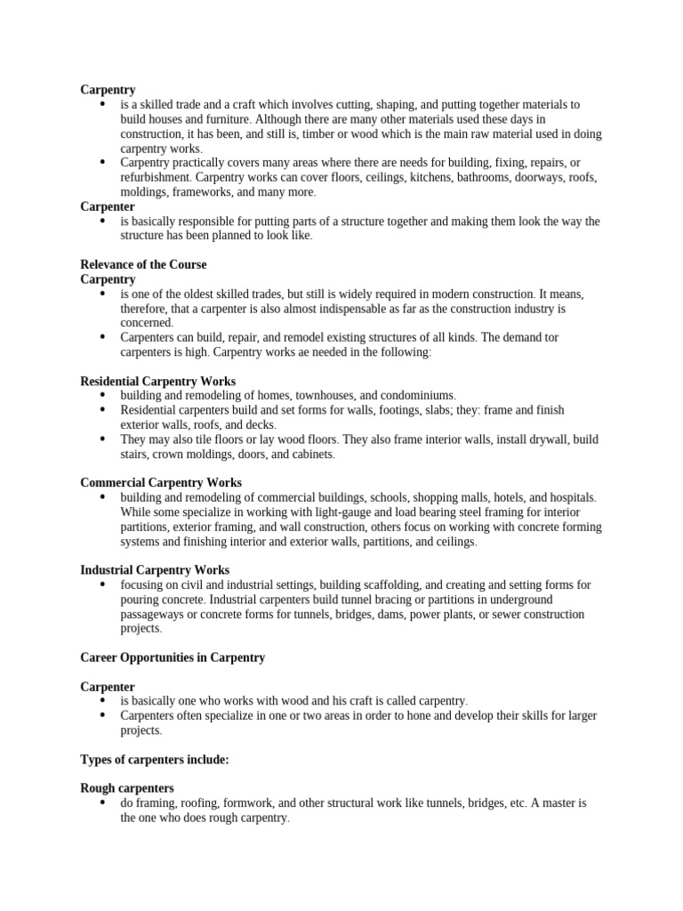Lesson 12 - Introduction To Carpentry | PDF | Carpentry | Framing ...