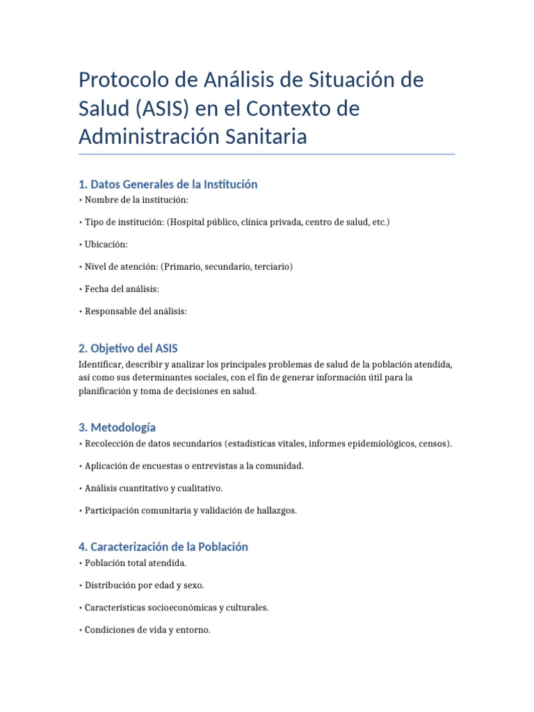 Protocolo ASIS Administracion Sanitaria | PDF