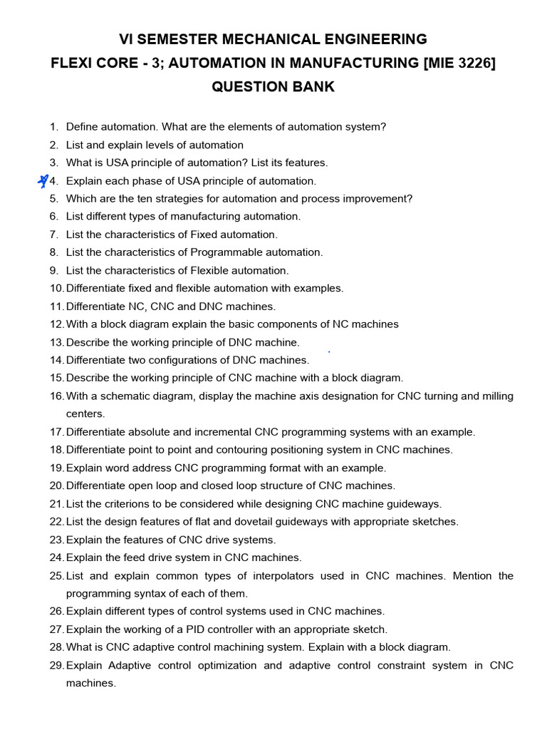 Automation Question Bank | PDF | Numerical Control | Automation