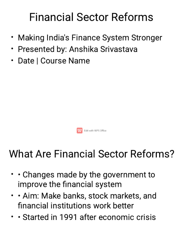 Financial Sector Reforms Anshika Srivastava | PDF