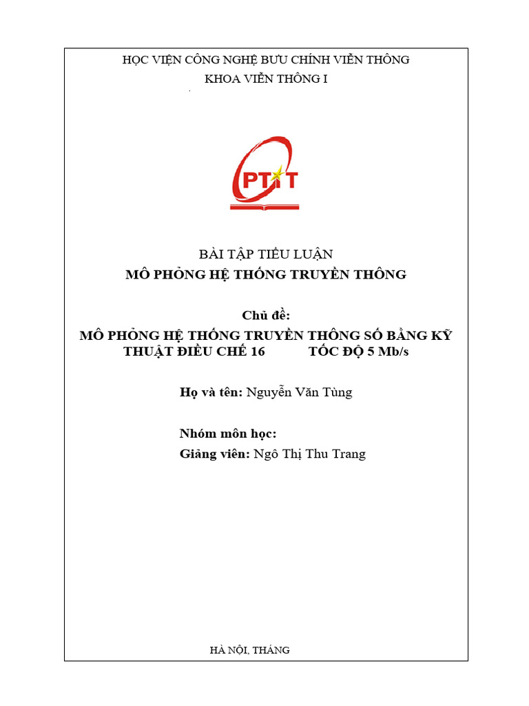 Báo cáo BTL Mô phỏng HTTT PTIT | PDF