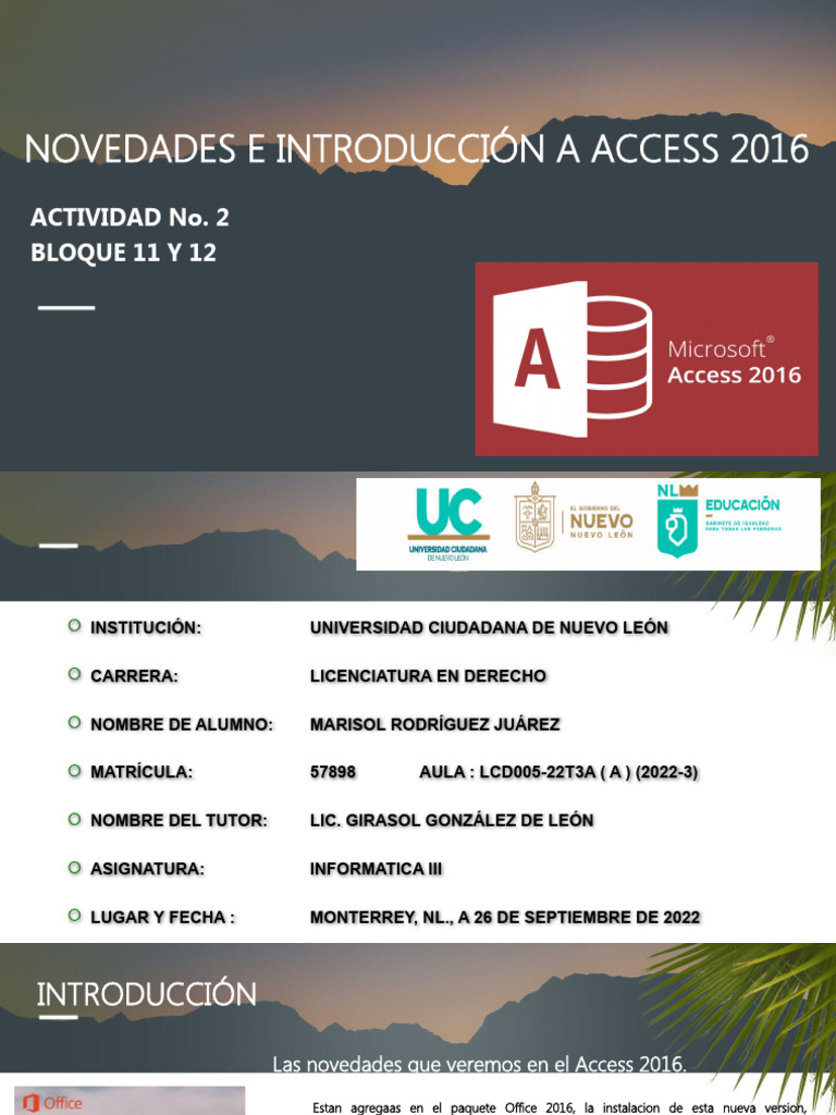 Introduccion A Access 2016 | PDF | Bases de datos | Microsoft Office