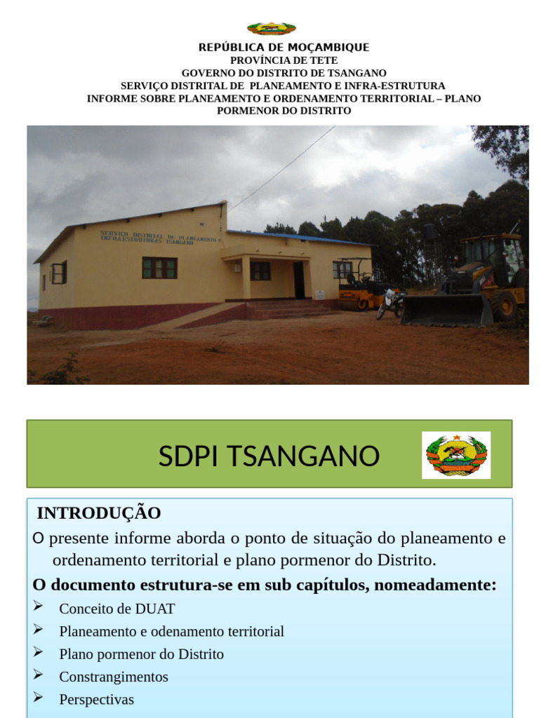 Informe sobre Ordenamento Territorial em Tsangano | PDF | Moçambique