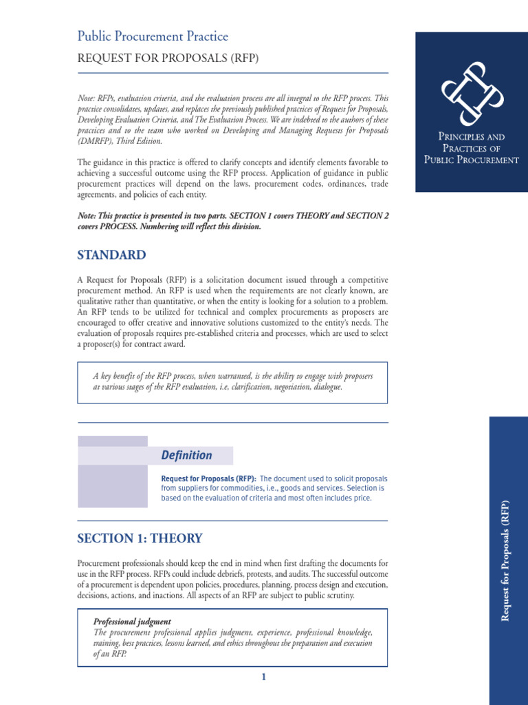 Request For Proposals Global Best Practice | PDF | Evaluation | Negotiation