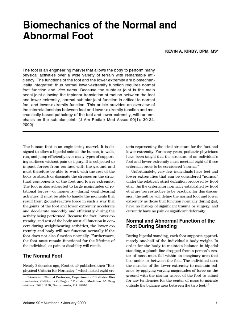 Biomechanics of Normal Foot Function | PDF | Foot | Anatomical Terms Of ...