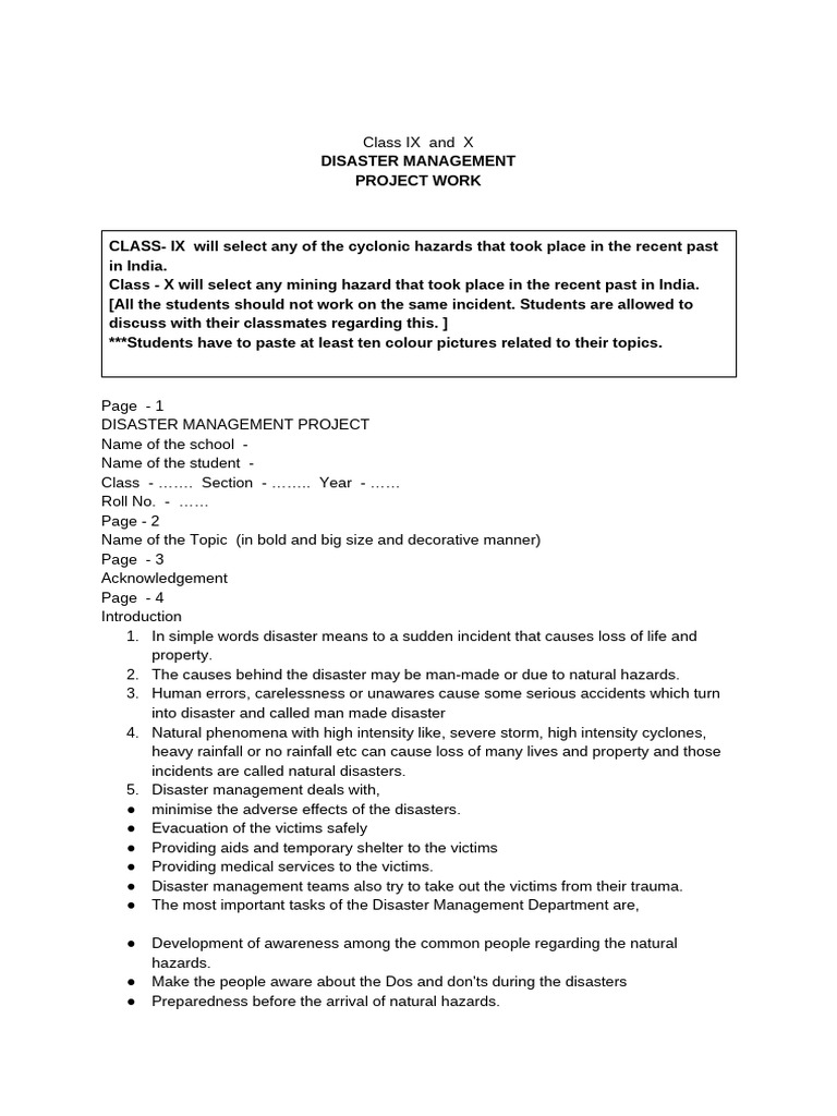 Disaster Management Project - 1 | PDF | Emergency Management | Natural ...