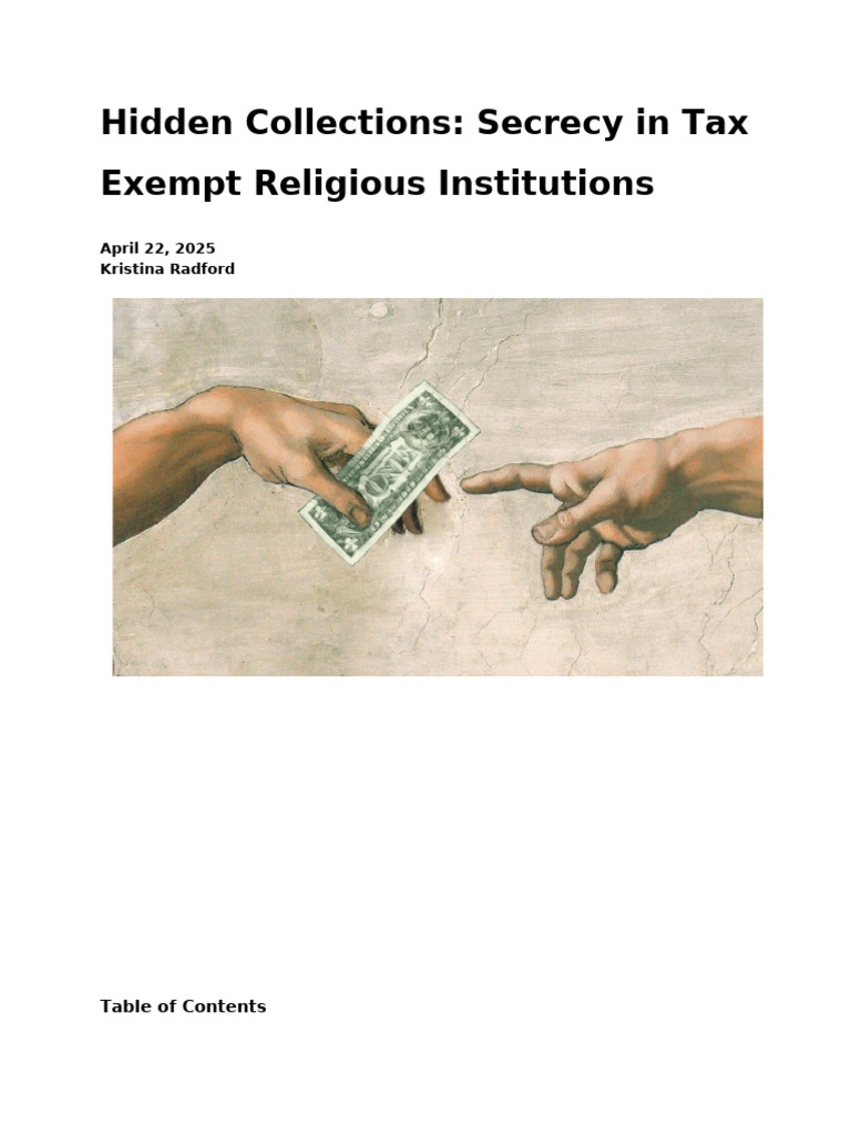 Hidden Collections Secrecy in Tax Exempt Religious Instituti | PDF ...