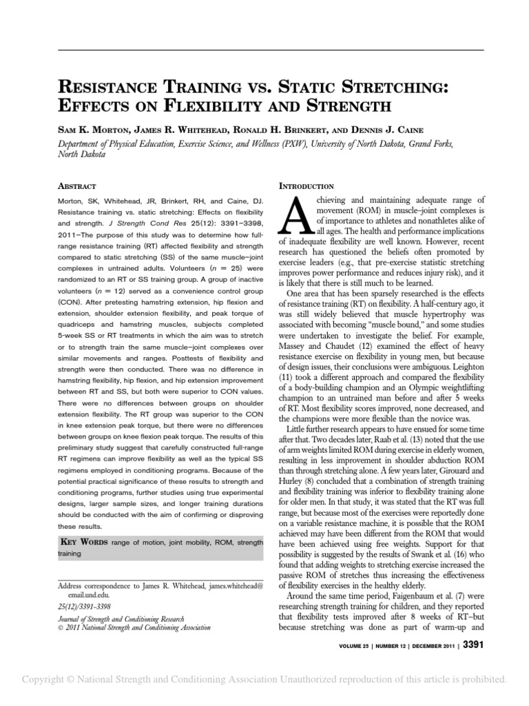 Resistance Training Vs Static Stretching Effects.22 | PDF | Analysis Of ...